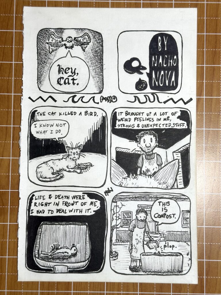 Hey, Cat Original Comic Art Page-Life & Death - Grackle Studio